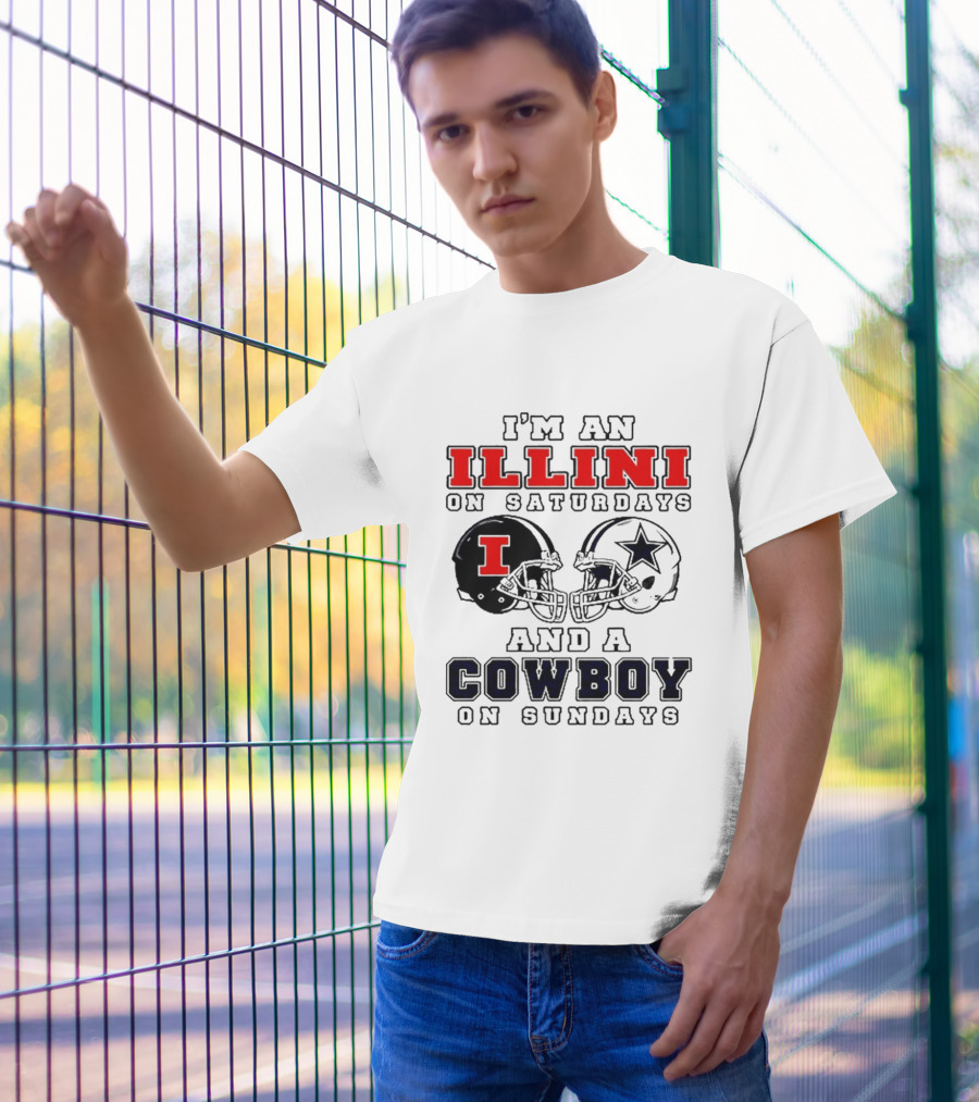 Im An Illini On Saturdays And A Cowboy On Sundays Football Game Day T-Shirt