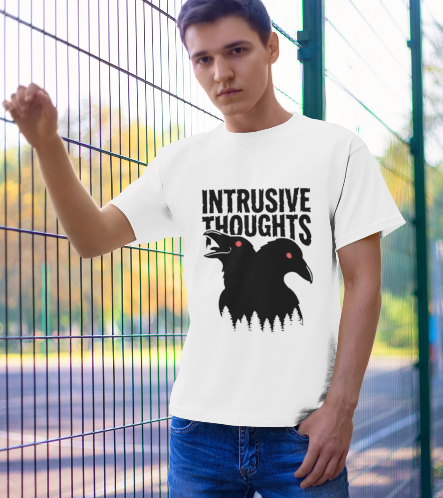 Intrusive Thoughts Raven Forest Mental Health Awareness T-Shirt