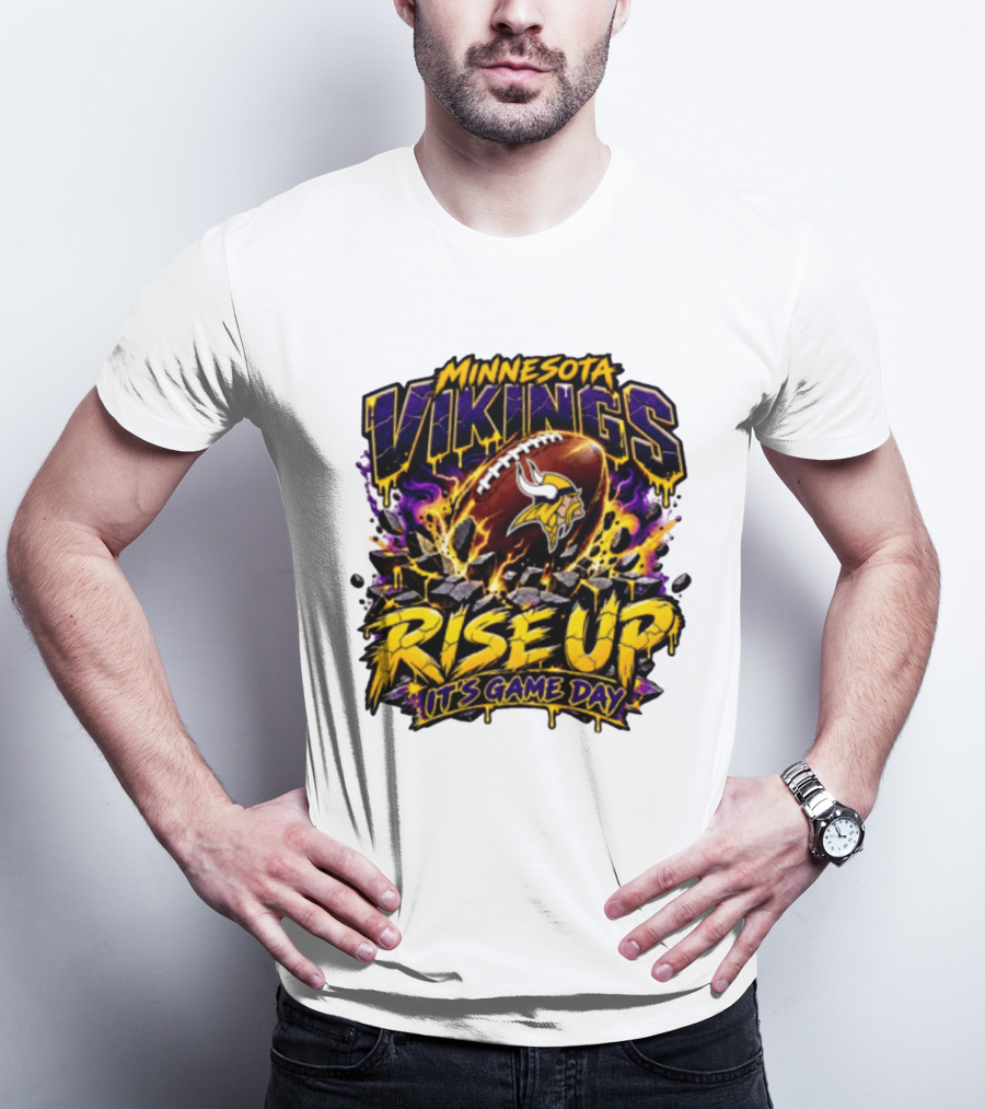 Minnesota Vikings Rise Up It's Game Day Football Vivid Color Explosion T-Shirt