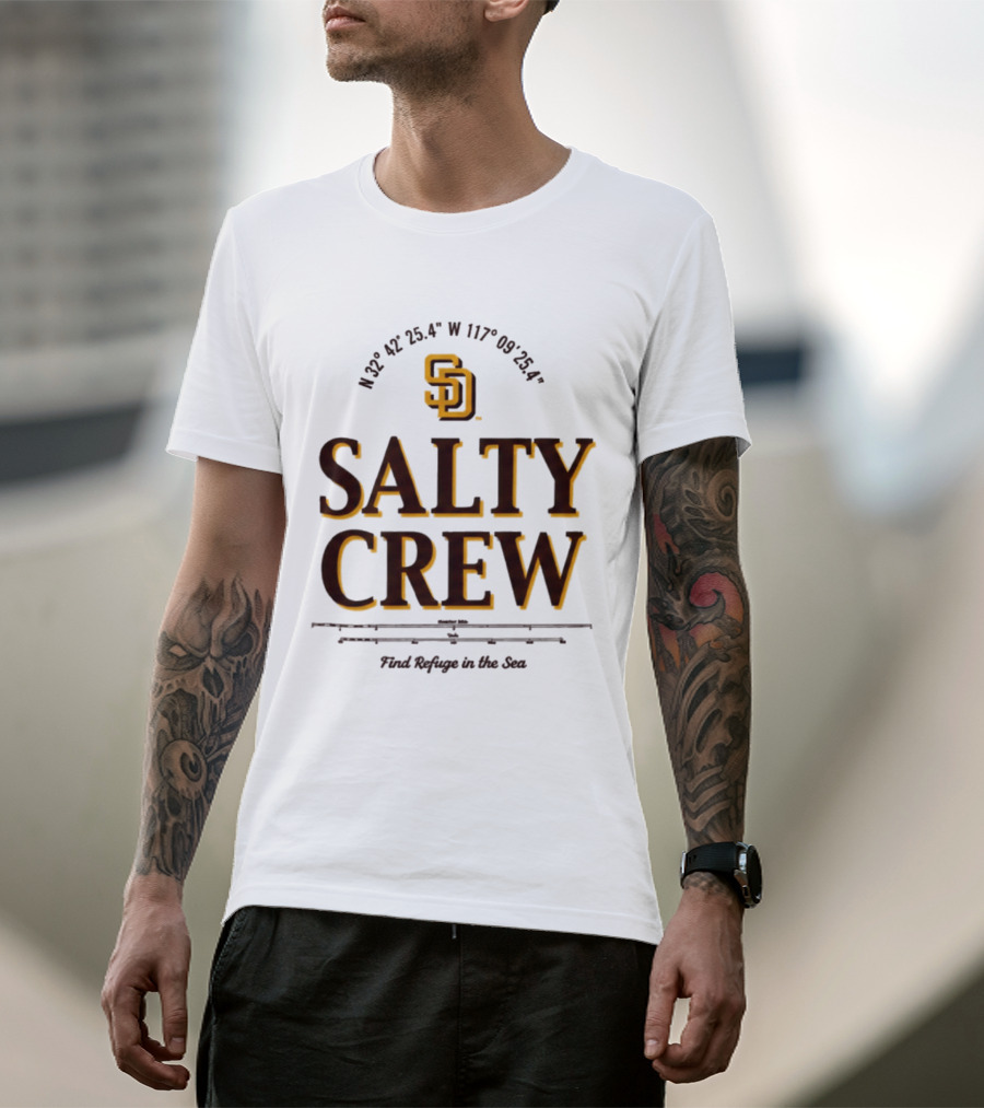 Padres Salty Crew Coordinates SD Find Refuge In The Sea T-Shirt