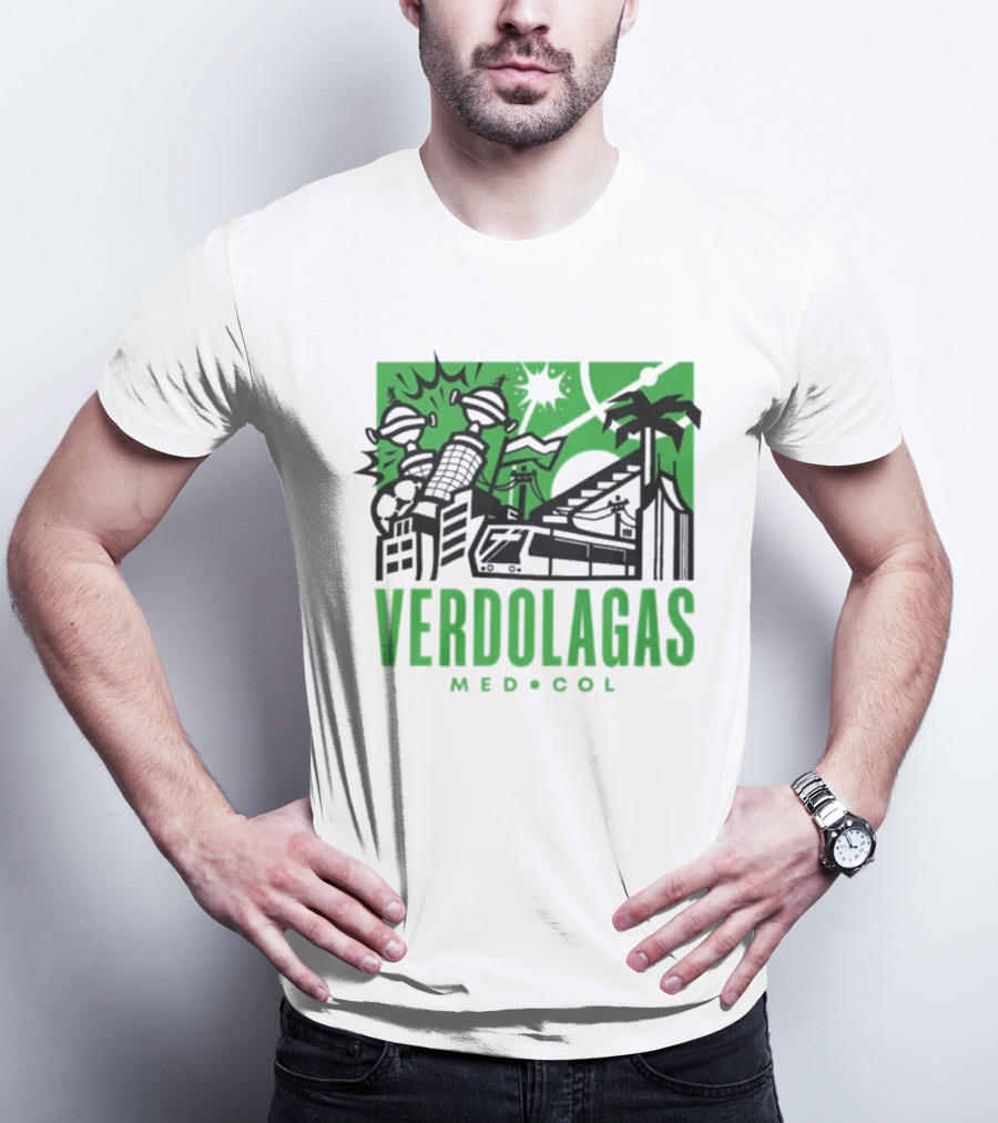 Verdolagas Med Col Medellín Paisa Culture Soccer Skyline Palm Trees T-Shirt