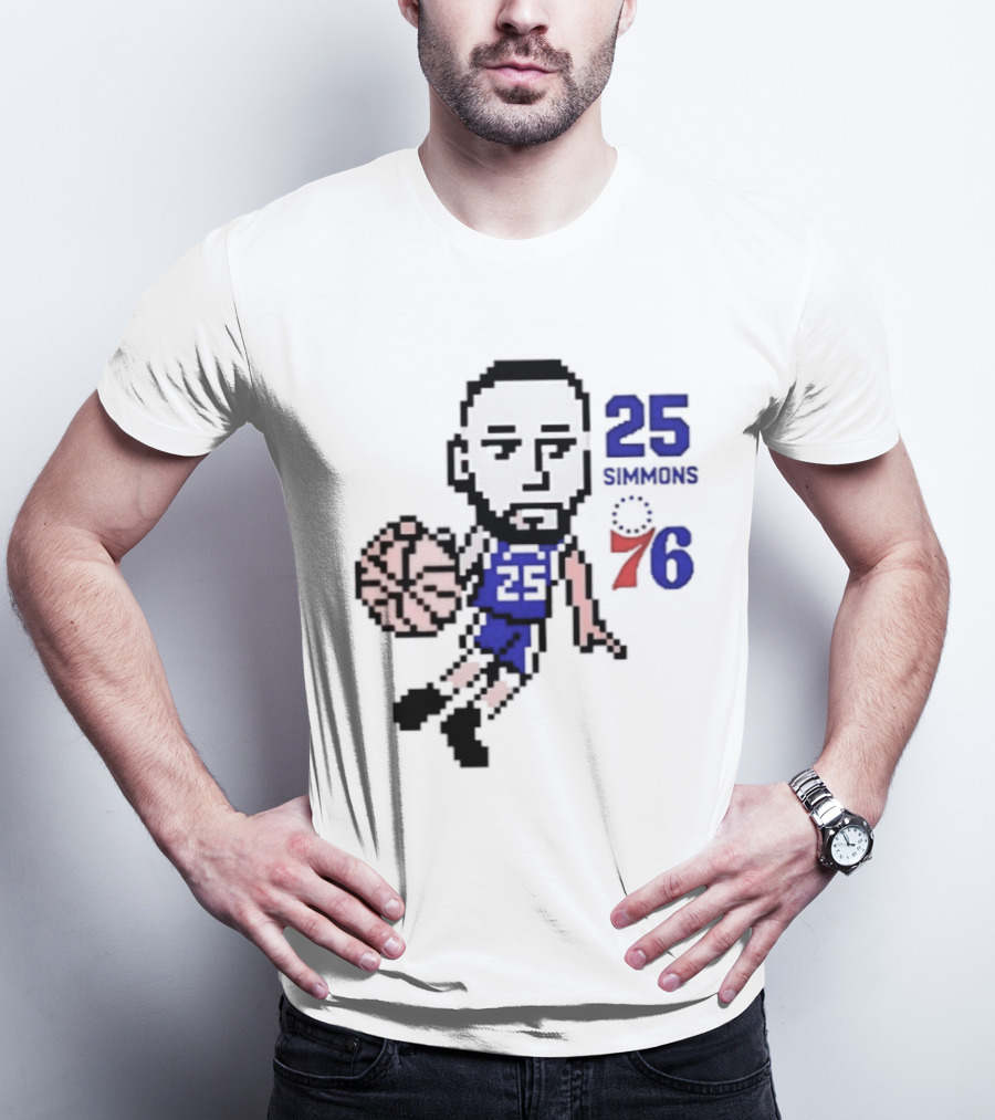 Ben Simmons 25 Philadelphia 76ers Pixel Art With Basketball T-Shirt