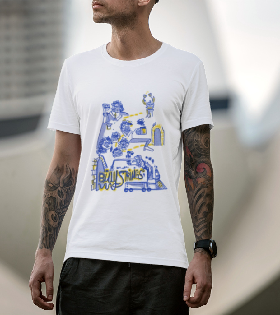 Billy Strings Store Train With Dates Jason Look Blue And Yellow T-Shirt