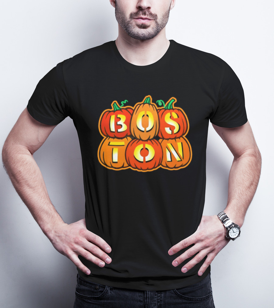 Boston Jack O' Lanterns Halloween Pumpkin Stack T-Shirt