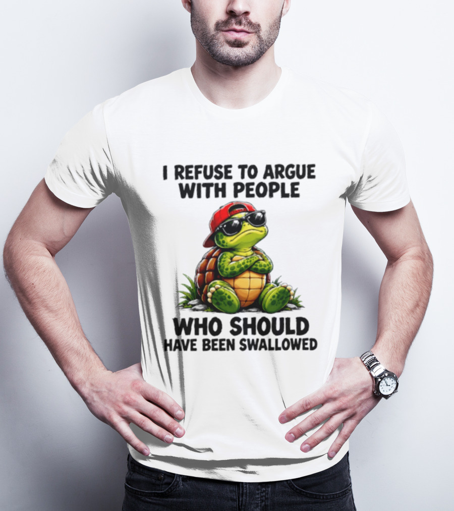 I Refuse To Argue Cool Turtle Red Hat Sunglasses Retro Fun T-Shirt