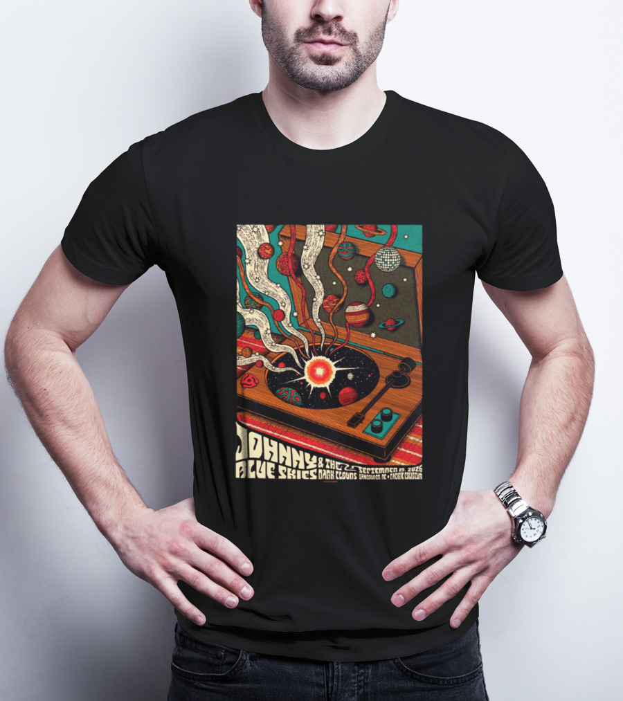 Johnny Blue Skies And The Dark Clouds Vancouver BC 2026 Event Live At Pacific Coliseum September 19 Vinyl Record Planets T-Shirt