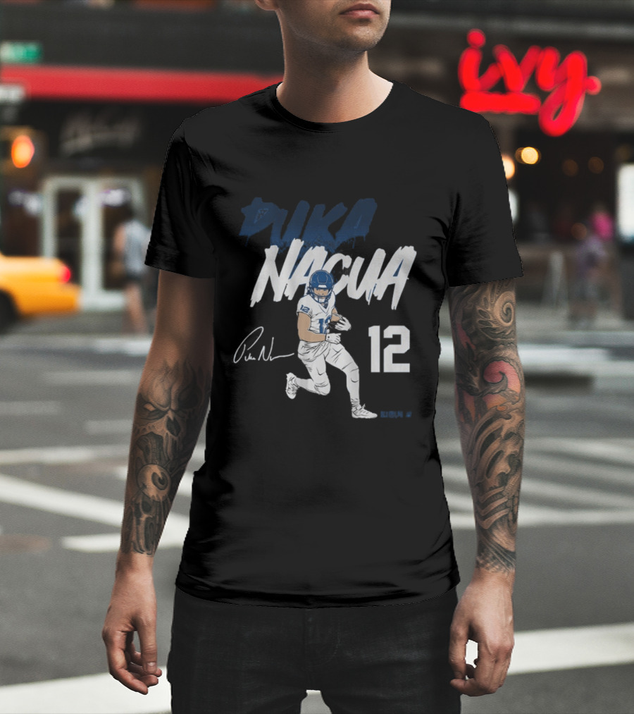 Puka Nacua 12 Signature Pose Athletic T-Shirt