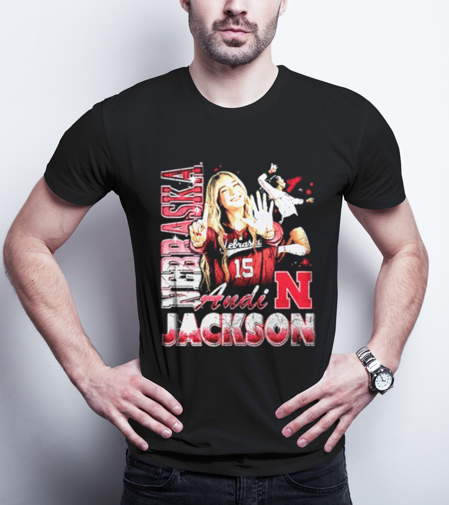 Andi Jackson 15 Nebraska Cornhuskers Collage T-Shirt