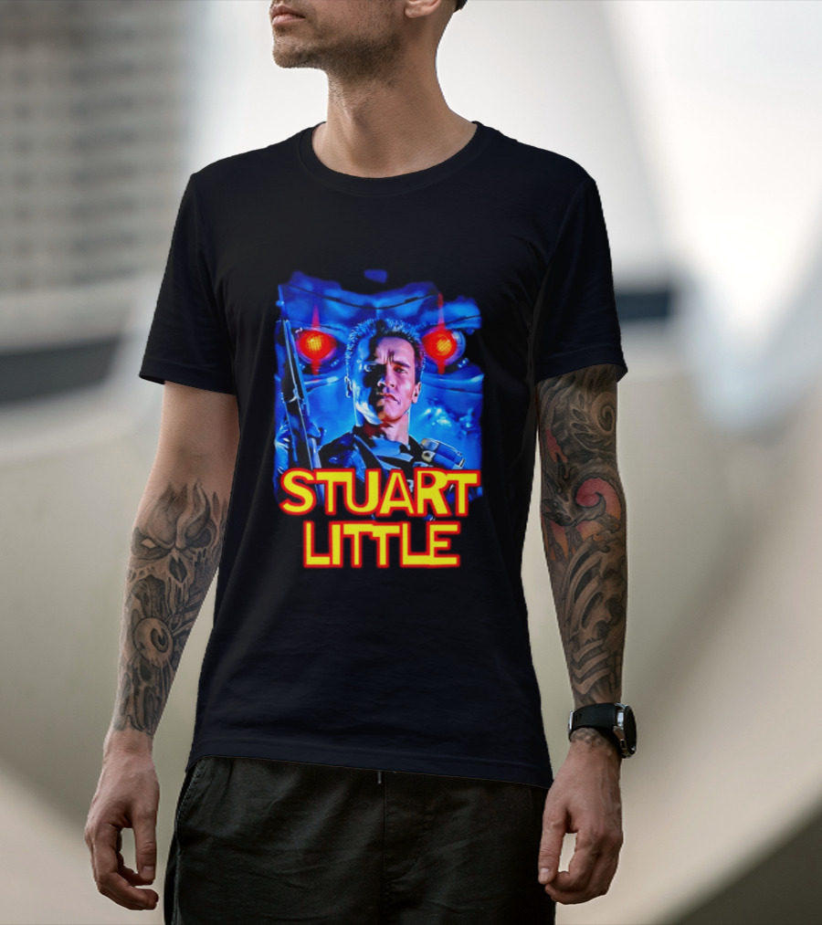 Stuart Little Arnold Schwarzenegger Parody Skynet Cyborg Fusion T-Shirt