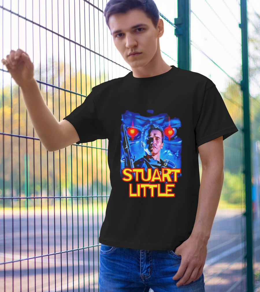 Stuart Little Arnold Schwarzenegger Parody Skynet Cyborg Fusion T-Shirt