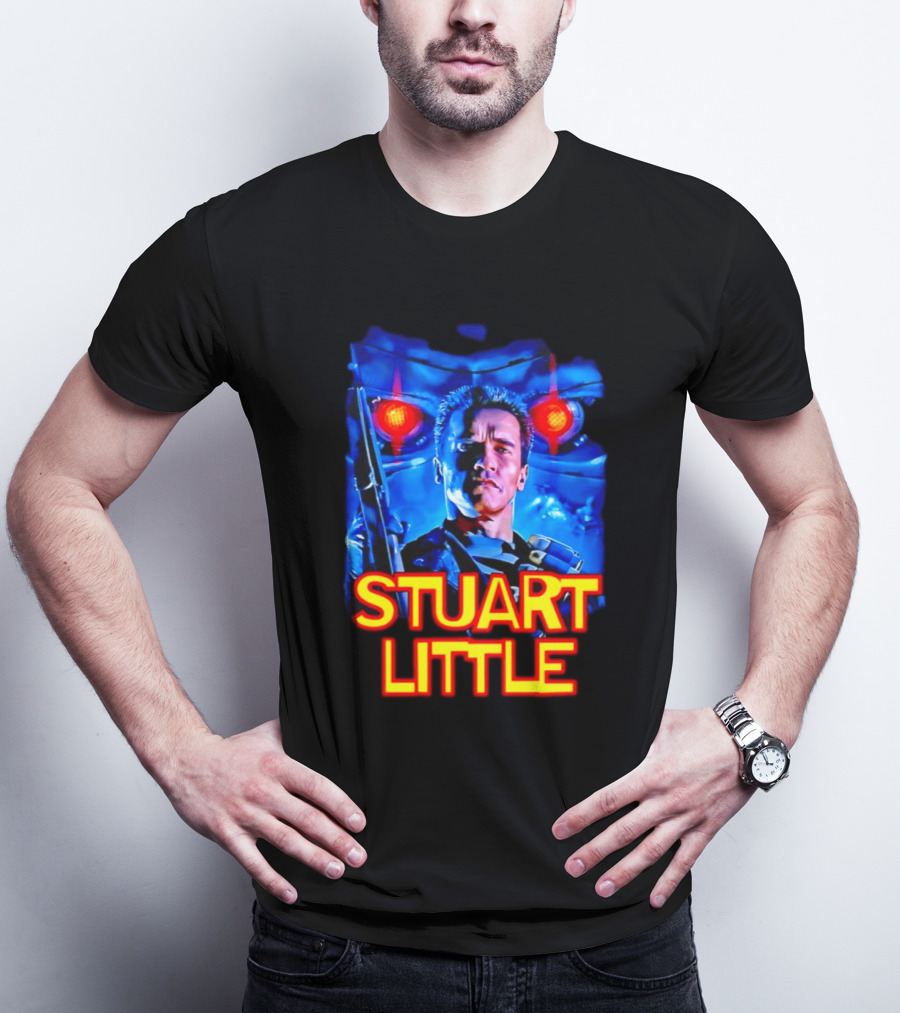 Stuart Little Arnold Schwarzenegger Parody Skynet Cyborg Fusion T-Shirt