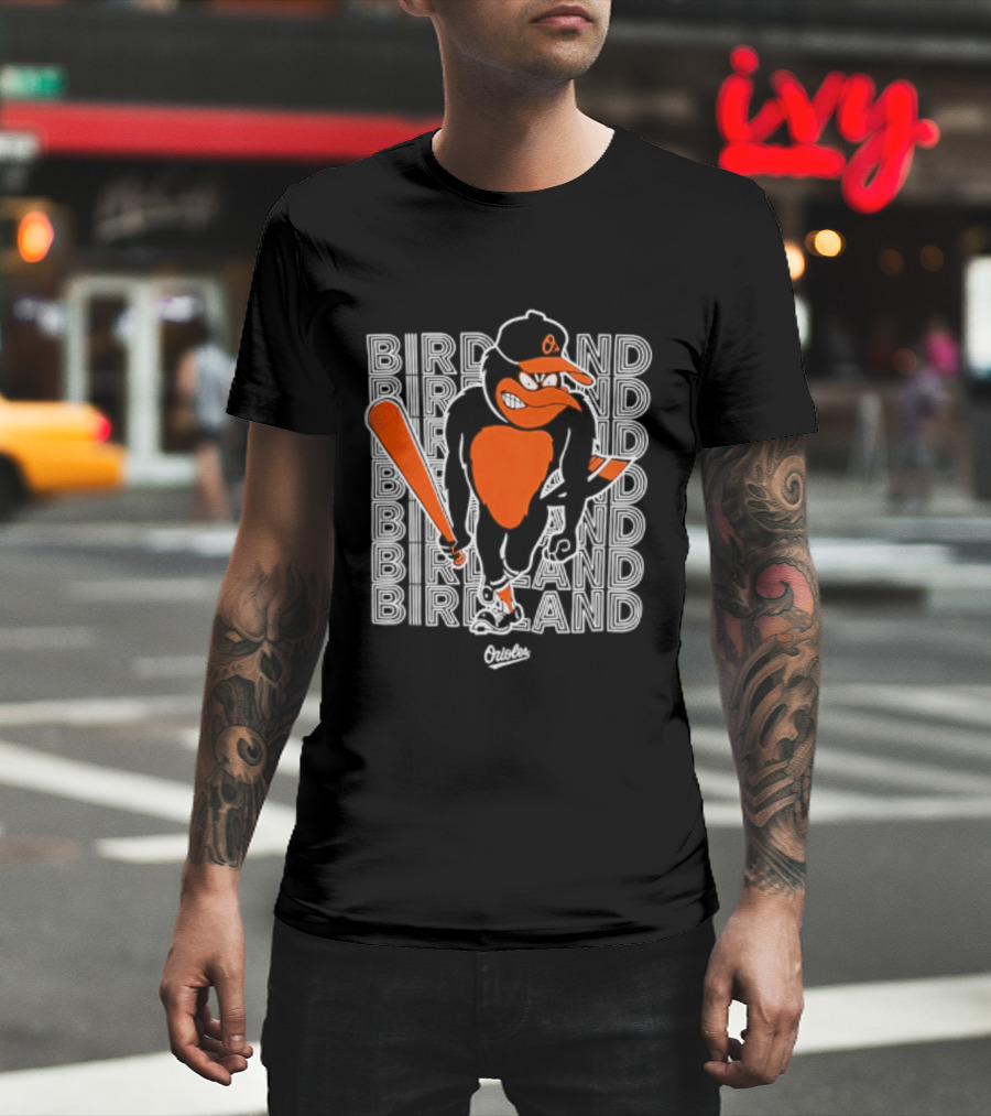 Birdland Baltimore Orioles Baseball Bat Bird T-Shirt