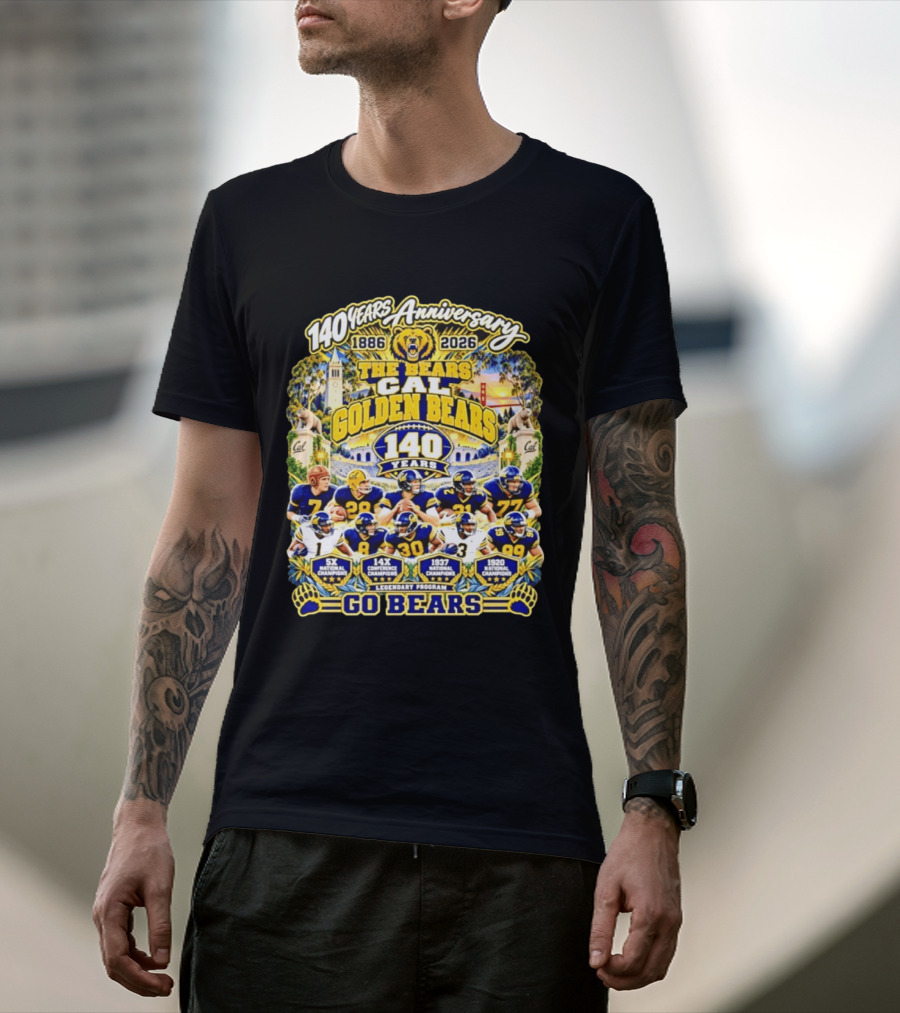Cal Golden Bears 140 Years Anniversary 1886 2026 5x National Champions Legendary Program Go Bears T-Shirt