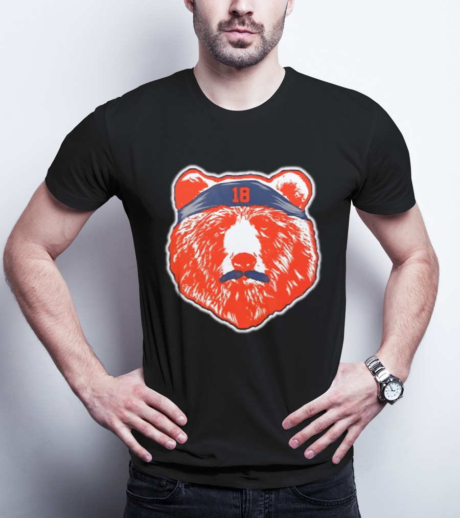 Caleb Williams Chicago Bears Mustache Bear Headband 18 T-Shirt
