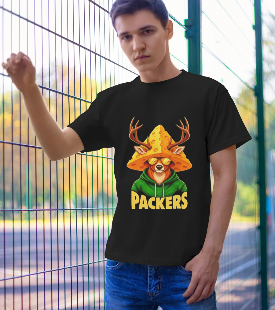 Cheesehead Deer Packers Fan Gear Green Bay Football T-Shirt