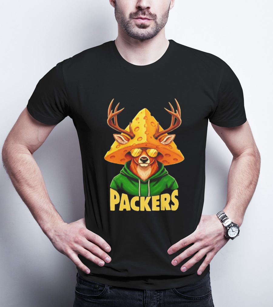Cheesehead Deer Packers Fan Gear Green Bay Football T-Shirt