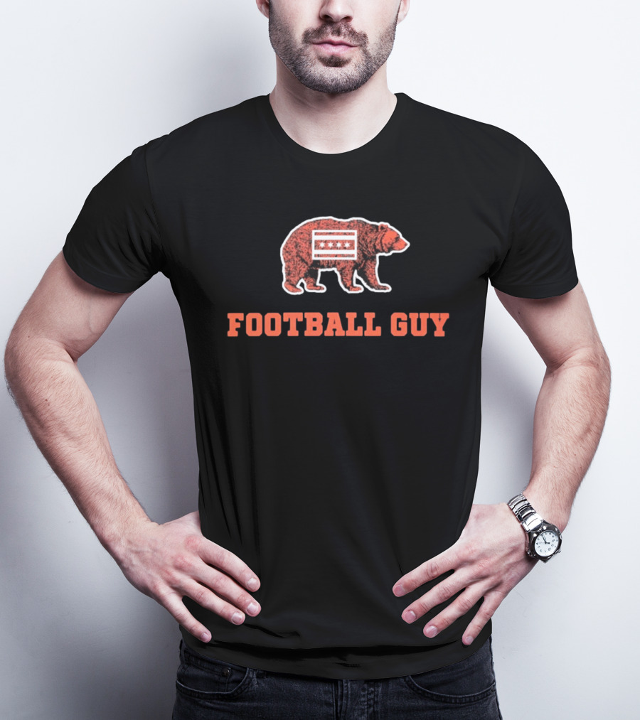 Chicago Bears Football Guy With Chicago Flag And Bear T-Shirt