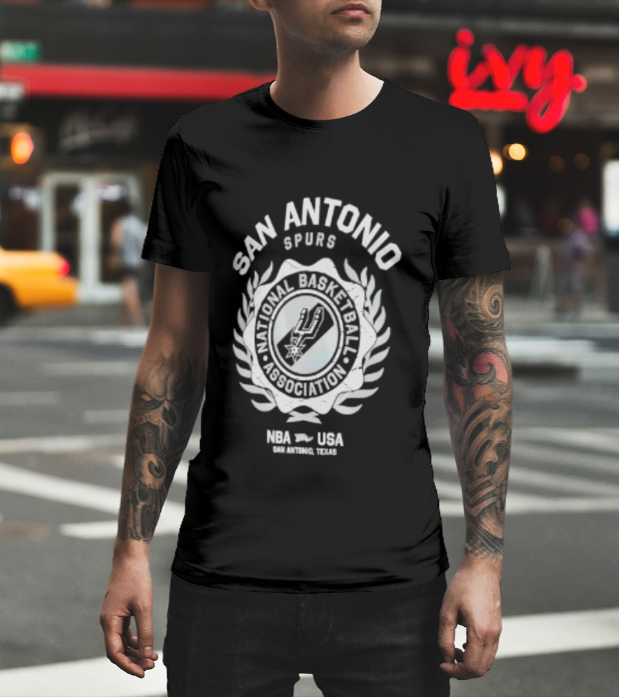 San Antonio Spurs NBA USA National Basketball Association Laurel Crest Flocking 2026 T-Shirt