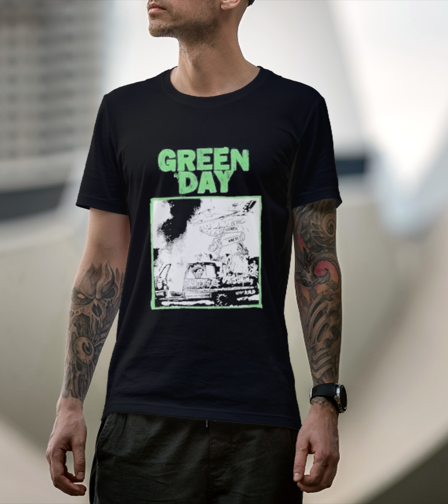 Green Day Riot Trio Vintage Sketch T-Shirt