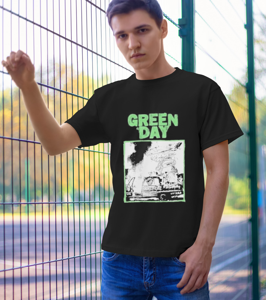 Green Day Riot Trio Vintage Sketch T-Shirt