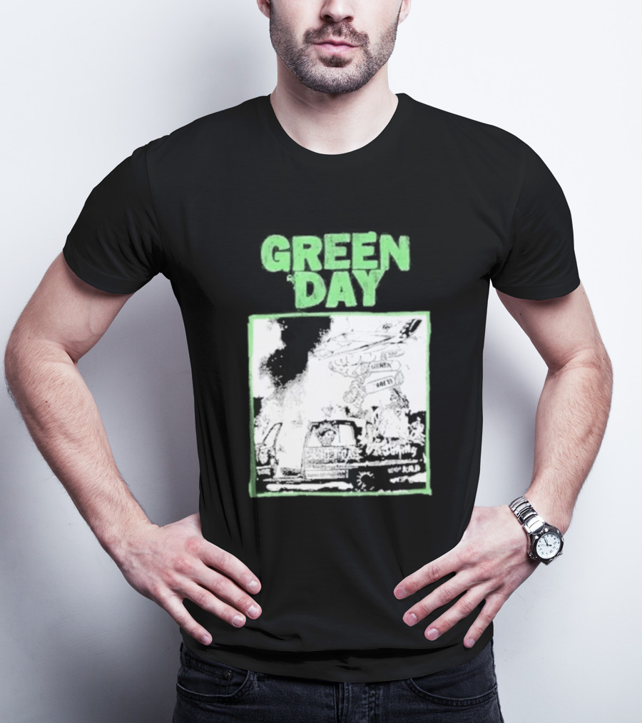 Green Day Riot Trio Vintage Sketch T-Shirt