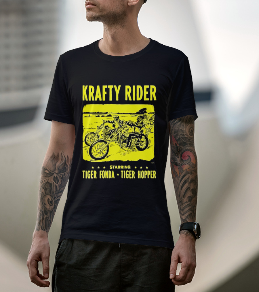Krafty Rider Starring Tiger Fonda Tiger Hopper Vintage Motorcycle Adventure T-Shirt