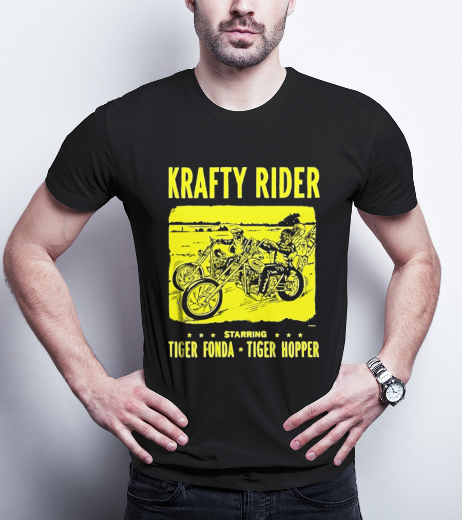Krafty Rider Starring Tiger Fonda Tiger Hopper Vintage Motorcycle Adventure T-Shirt