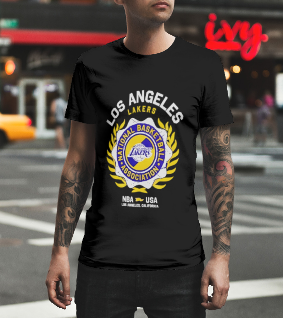 Los Angeles Lakers NBA National Basketball Association USA Crest Laurel 2026 T-Shirt