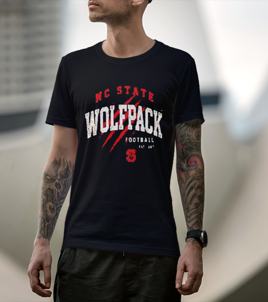 NC State Wolfpack Football Scratch Mark Est 89 T-Shirt