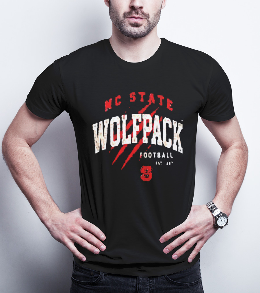 NC State Wolfpack Football Scratch Mark Est 89 T-Shirt