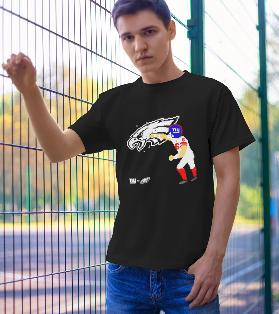 New York Giants Jaxson Dart Vs Philadelphia Eagles Retro Pixel T-Shirt