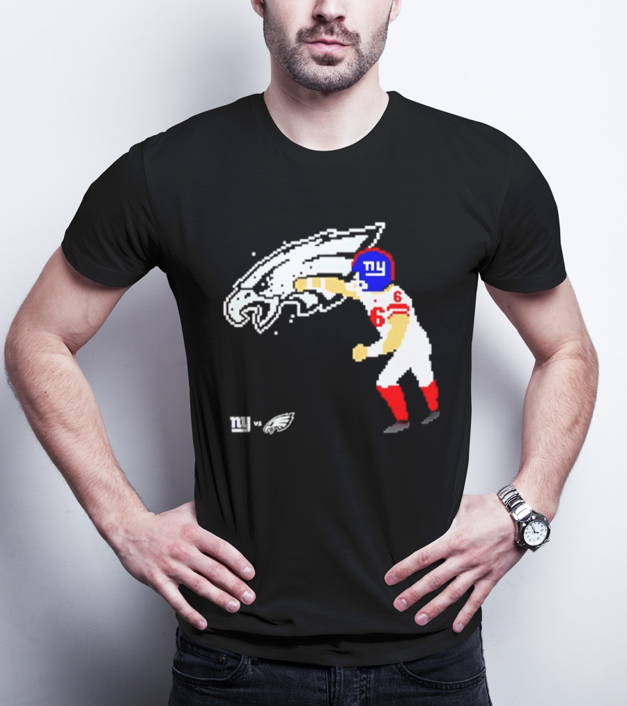 New York Giants Jaxson Dart Vs Philadelphia Eagles Retro Pixel T-Shirt