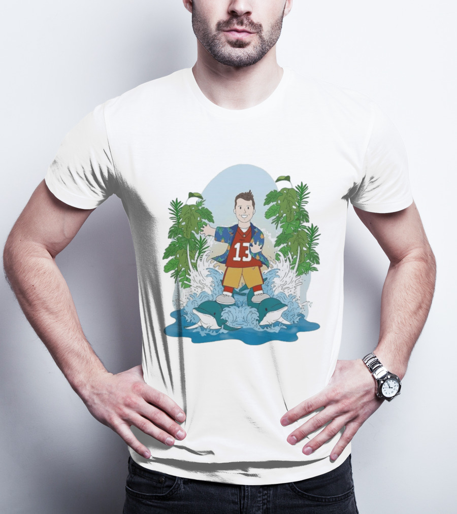 Brock Purdy 13 Surfing Dolphins Tropical Paradise Adventure T-Shirt