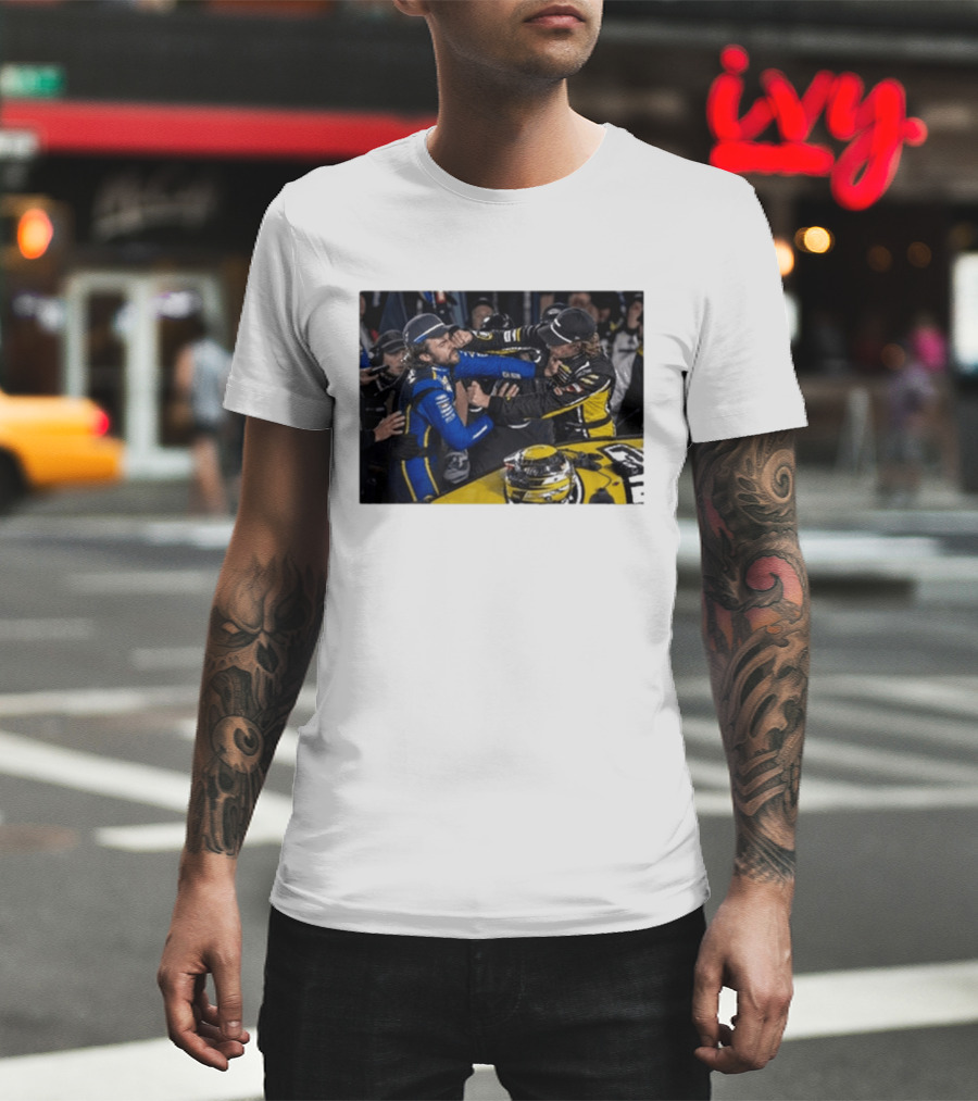 Carson Hocevar Vs Ryan Blaney NASCAR Fight Racing Rivalry Scene T-Shirt