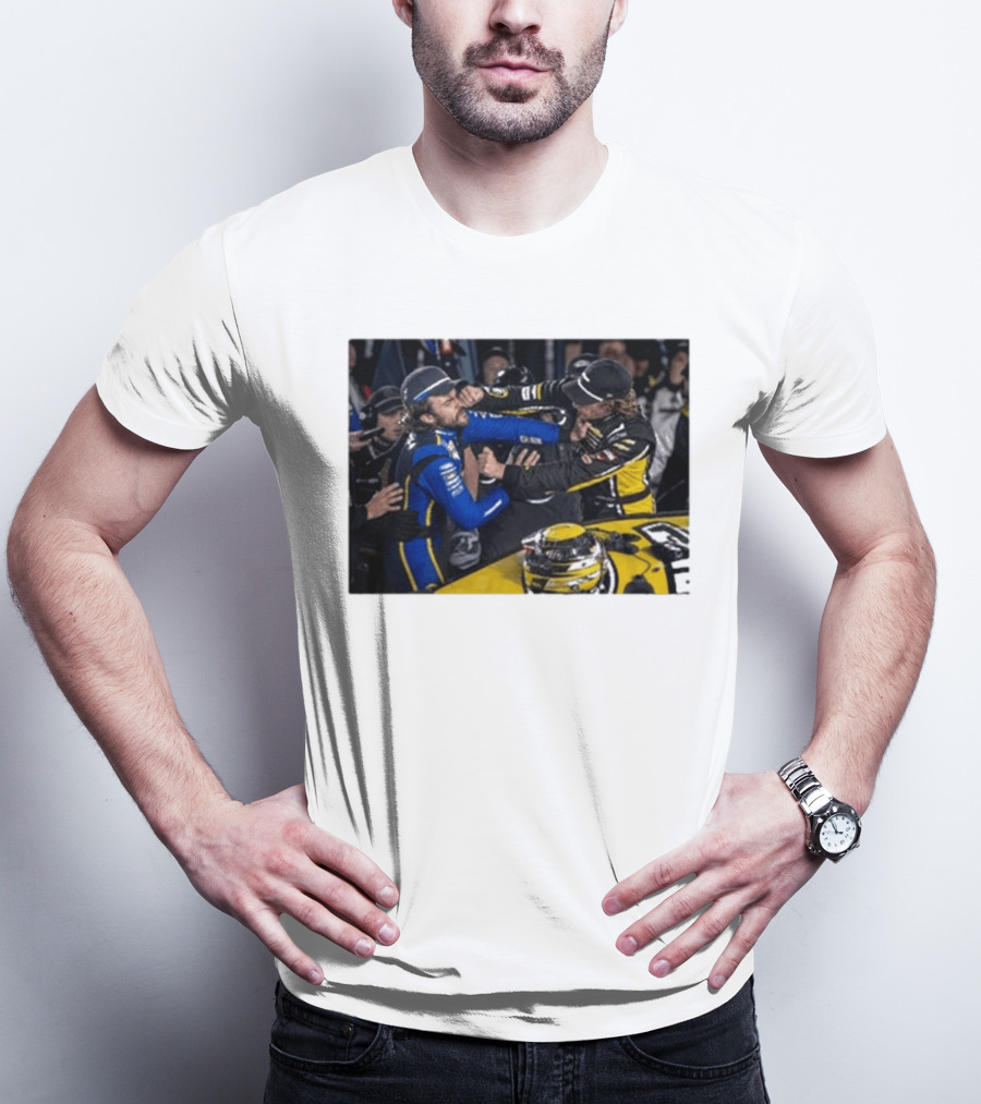 Carson Hocevar Vs Ryan Blaney NASCAR Fight Racing Rivalry Scene T-Shirt