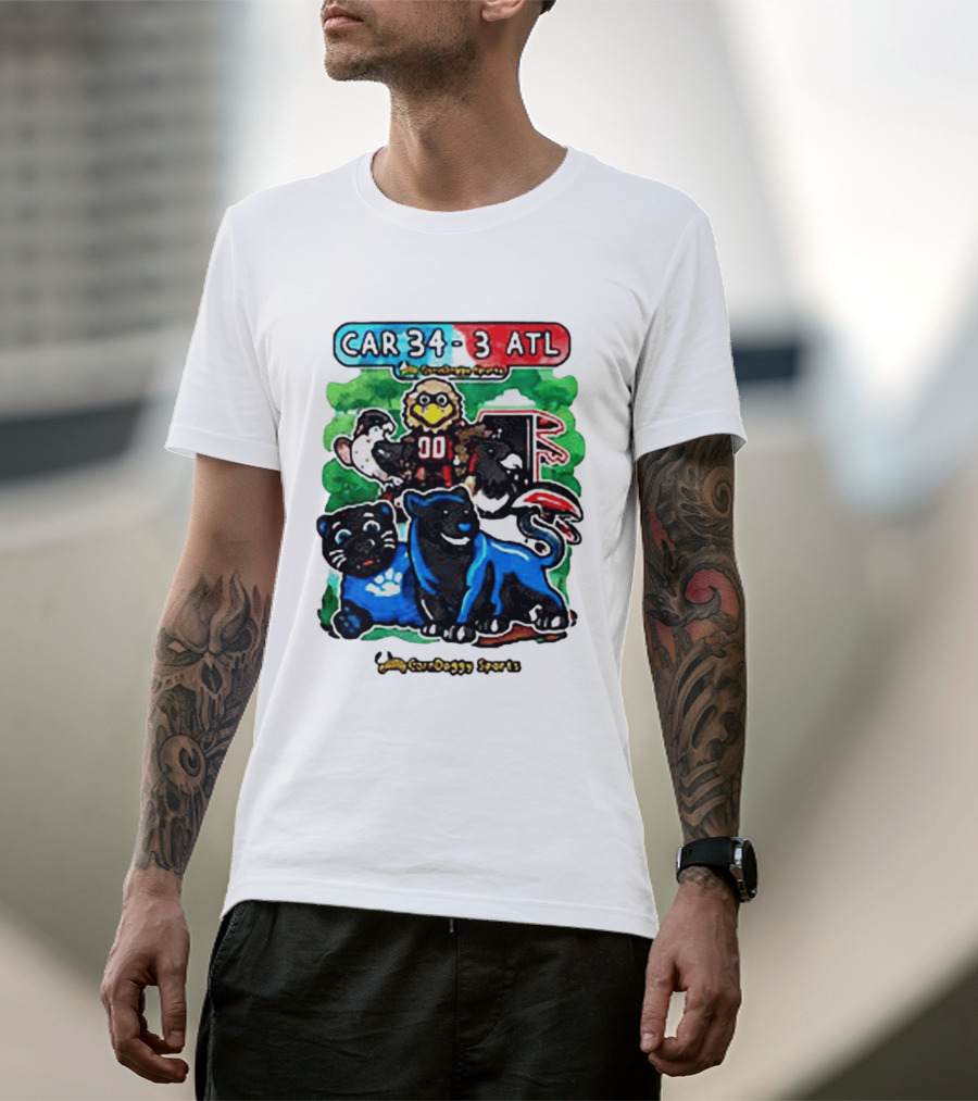 CAR 34 3 ATL CornDoggy Sports Panthers Falcons Cartoon Game Day T-Shirt