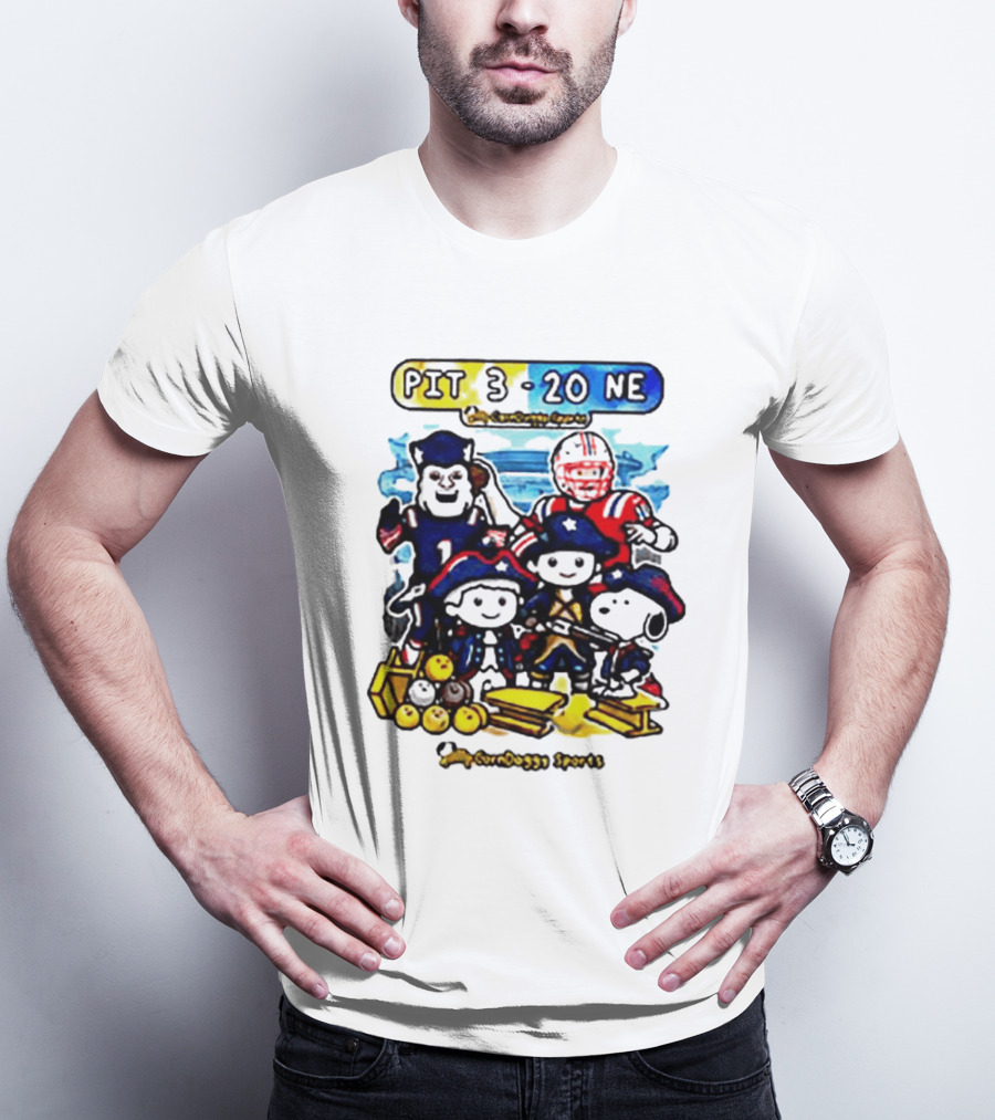 PIT 3 Vs 20 NE Patriots Snoopy Cartoon CornDoggy Sports Game Day T-Shirt