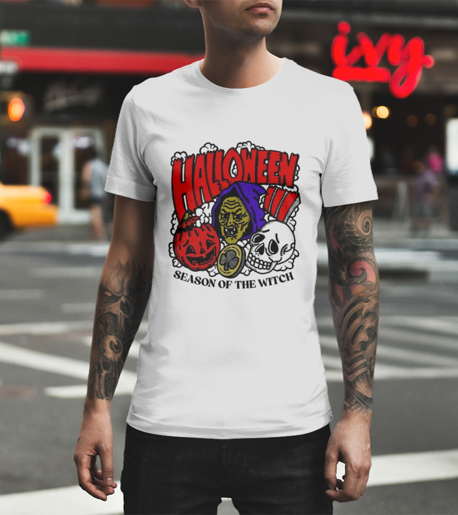 Halloween Season Of The Witch Pumpkin Skull T-Shirt