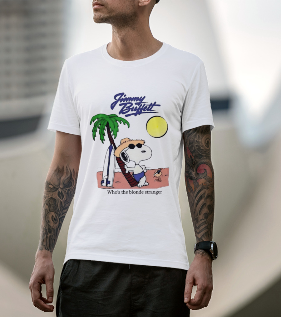 Jimmy Buffett Snoopy Who's The Blonde Stranger Surfing Palm Beach Moon T-Shirt