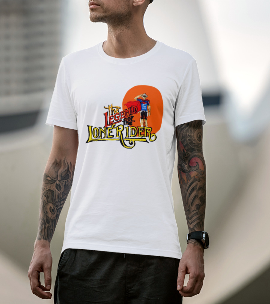 Legend Of The Lone Rider Cyclist Red Cape Blue Outfit T-Shirt