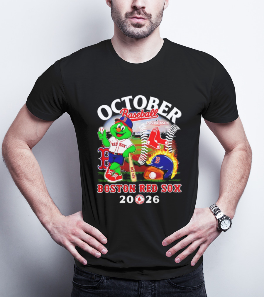 Boston Red Sox October Baseball Postseason 2026 Mascot Red Sox T-Shirt
