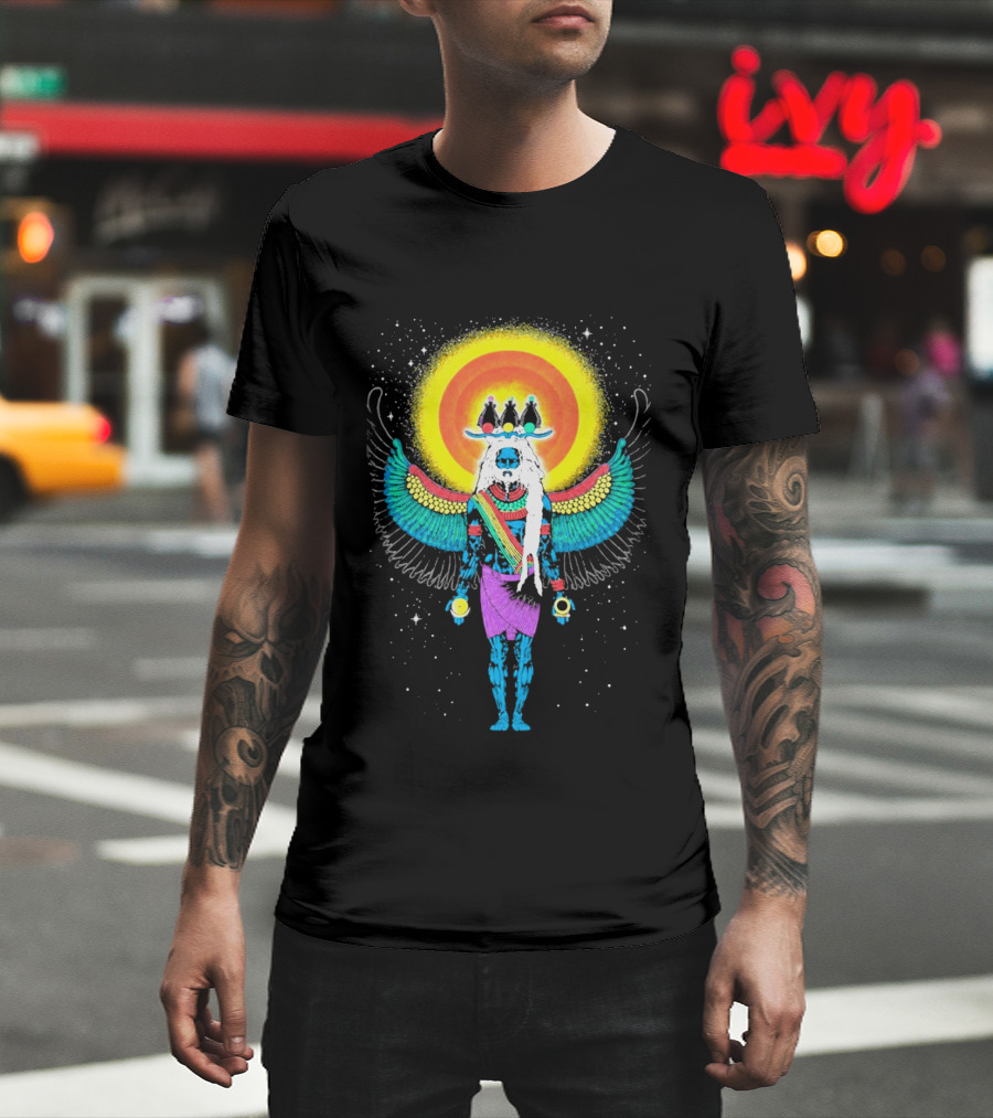 Major Lazer Swizz Beatz Psychedelic Ancient Egyptian Winged Sunburst Deity T-Shirt