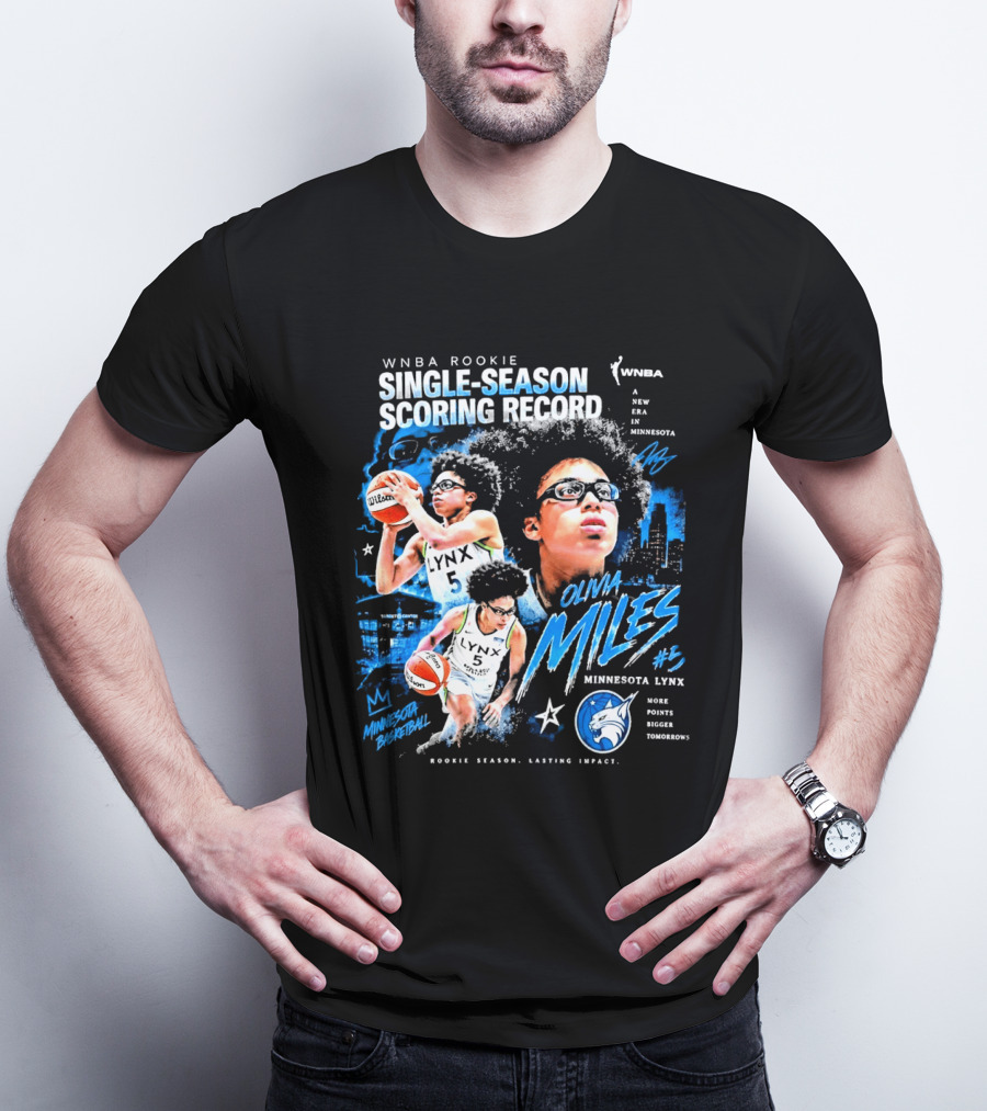 WNBA Rookie Olivia Miles Minnesota Lynx Single Season Scoring Record Impact T-Shirt
