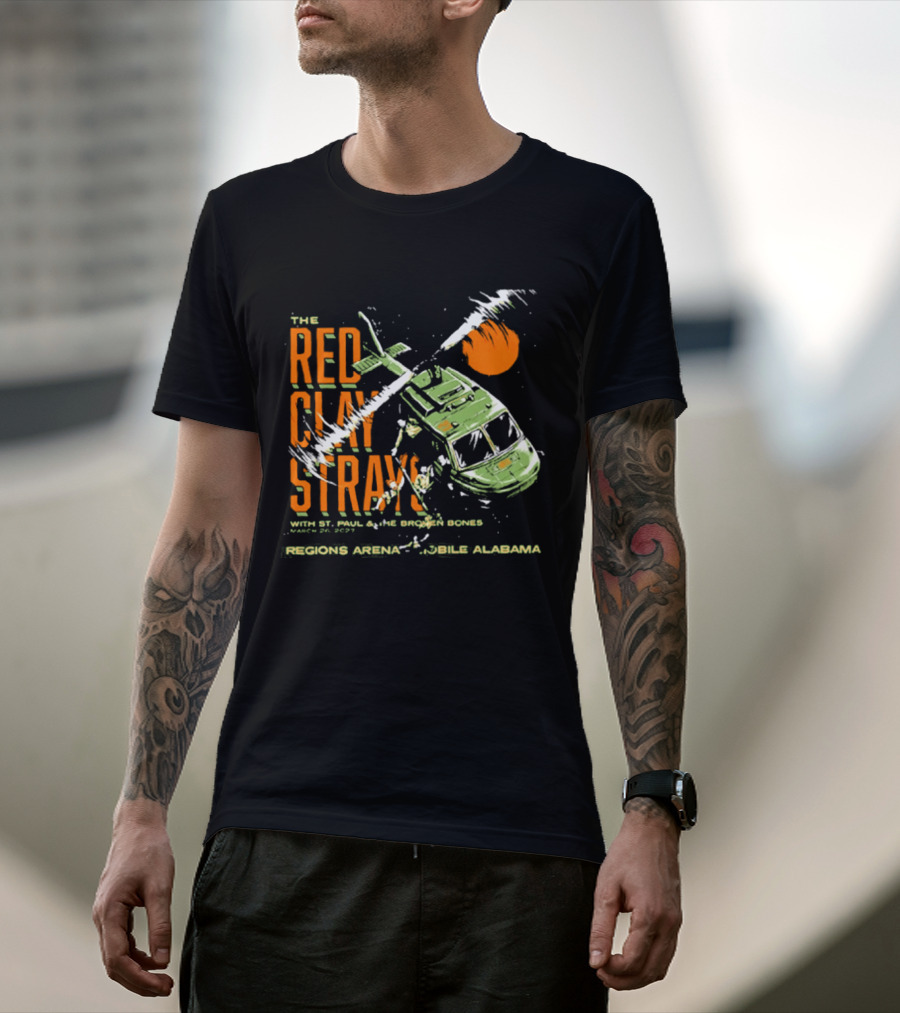 The Red Clay Strays With St. Paul & The Broken Bones Helicopter March 26 2027 Regions Arena Mobile Alabama T-Shirt