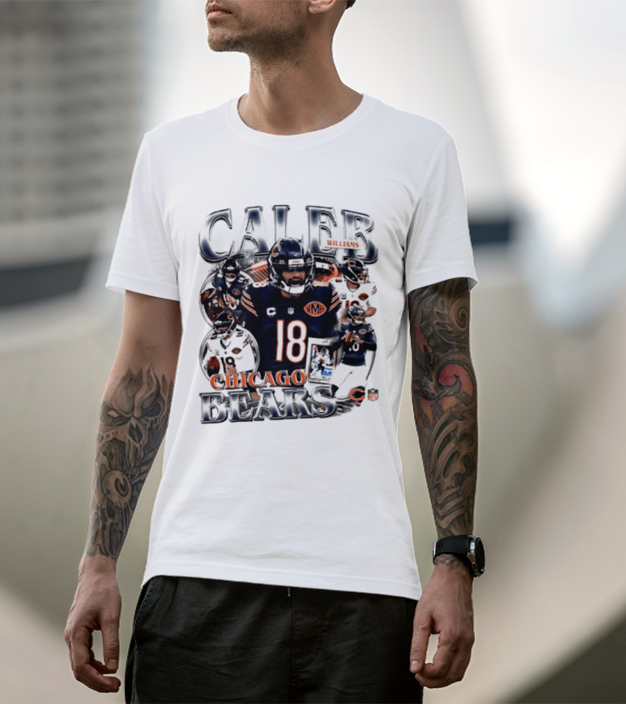 Caleb Williams Chicago Bears 18 Player Collage 2026 T-Shirt