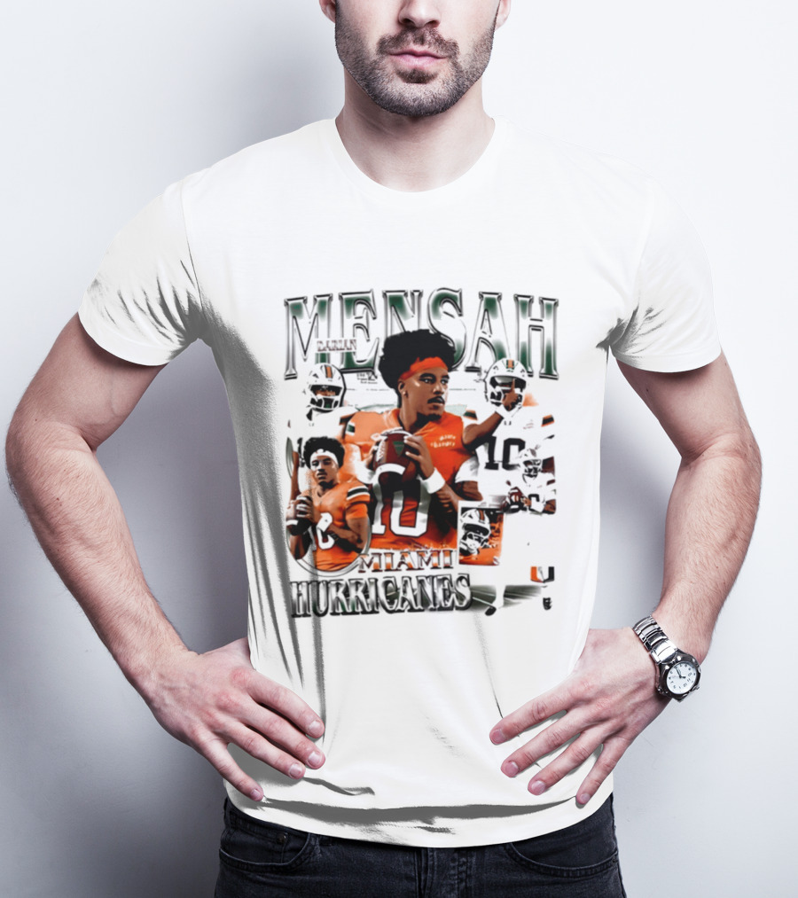 Darian Mensah Miami Hurricanes 10 Football Player Collage T-Shirt