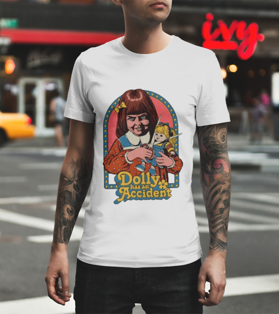 Dolly Has An Accident Creepy Doll Steven Rhodes T-Shirt