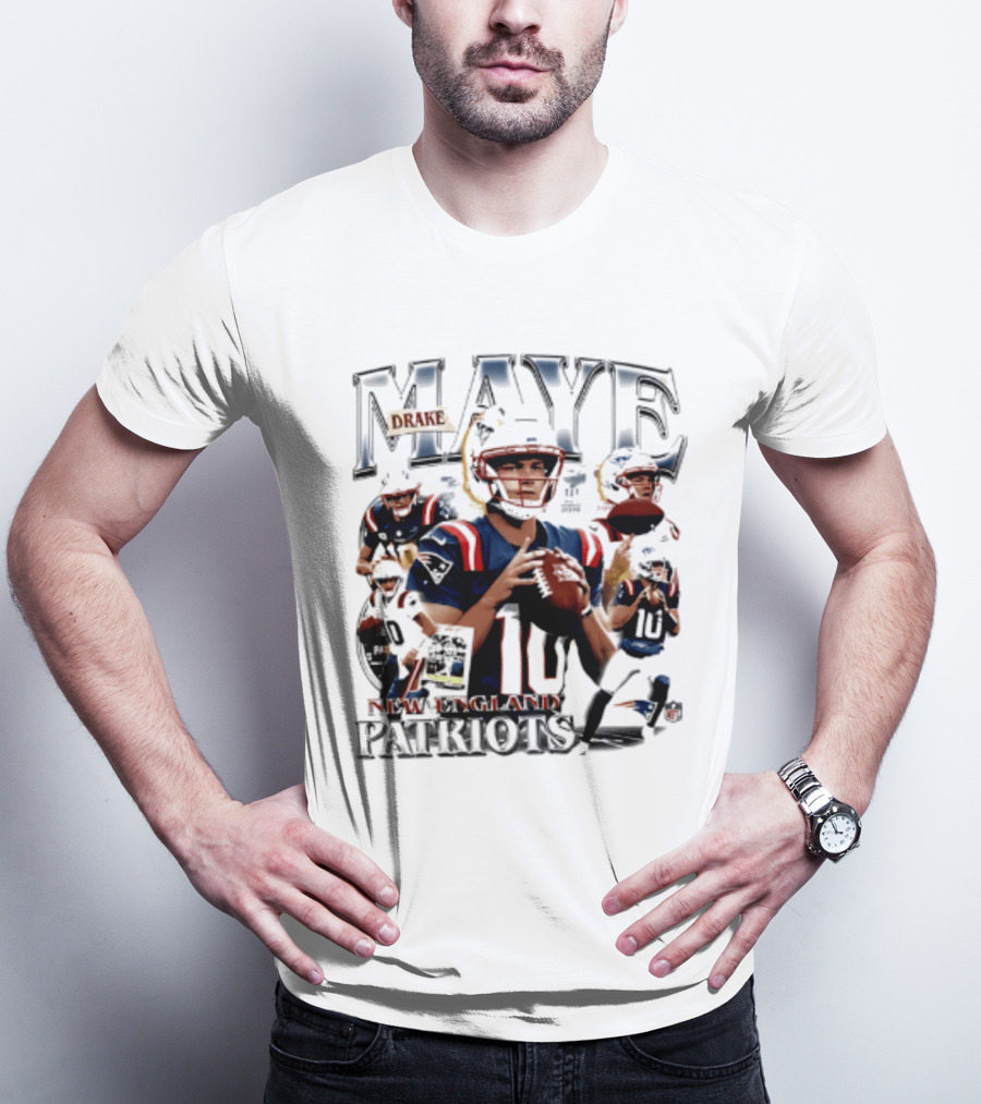 Drake Maye New England Patriots 2026 Player Collage Football Jersey T-Shirt