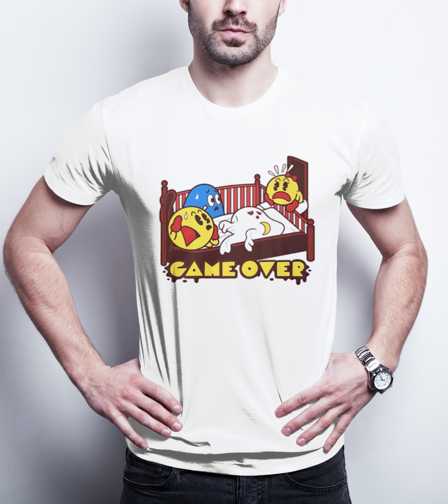 Game Over Halloween Pac Man Ghost Bed Scene T-Shirt