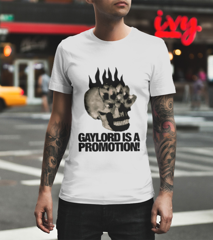 Gaylord Is A Promotion Skull Flamed Spikes Sarcastic T-Shirt